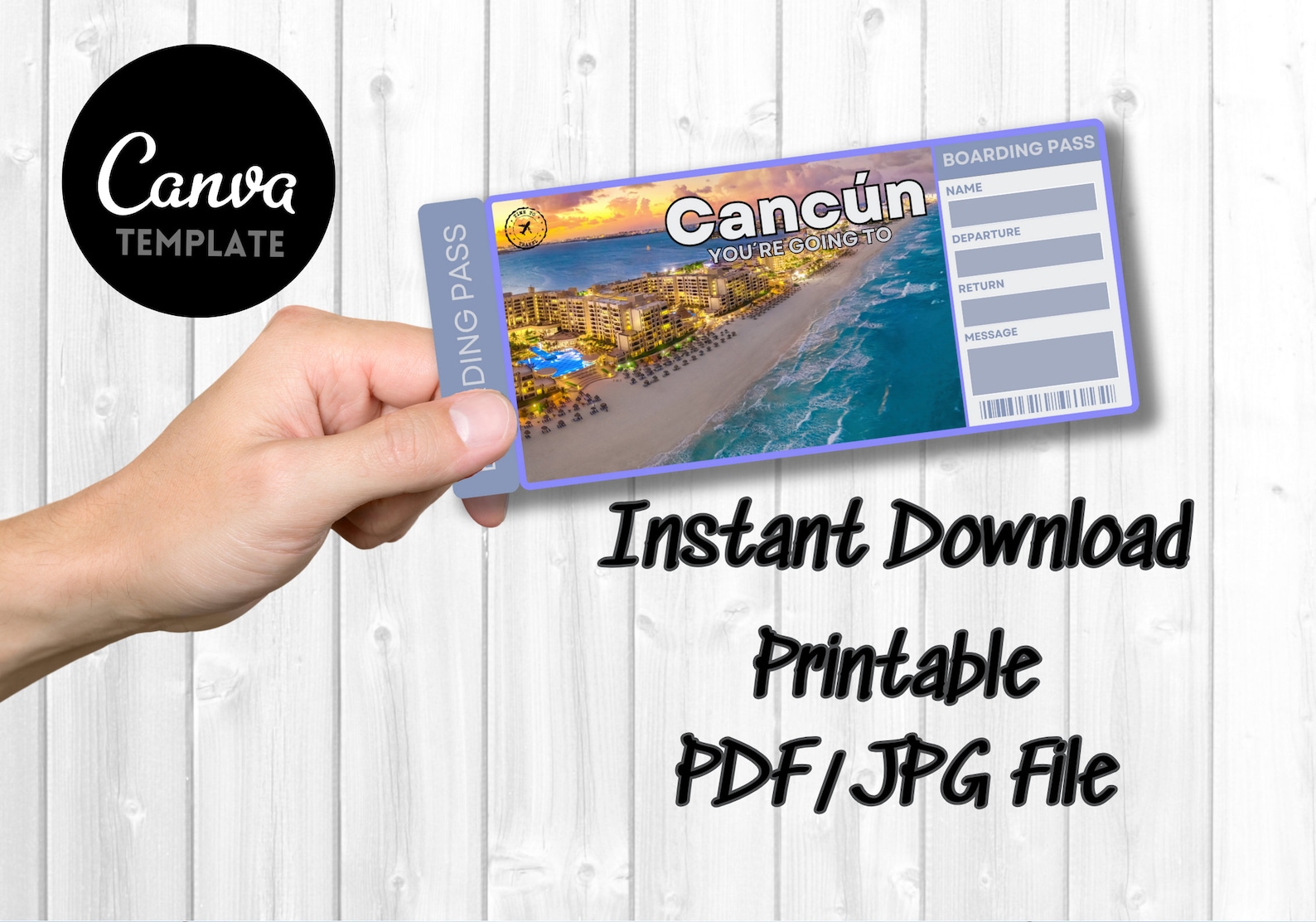 Printable CANCÚN/ Travel Gift Ticket. Boarding Pass/vacation Ticket ...