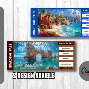 Printable Cabo San Lucas Travel Gift Ticket. Boarding Pass/vacation ...