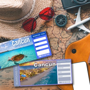 Printable CANCÚN/ Travel Gift Ticket. Boarding Pass/vacation Ticket ...