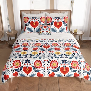 Comforter Scandinavian Rosemaling Folk Art Comforter Design King Queen ...
