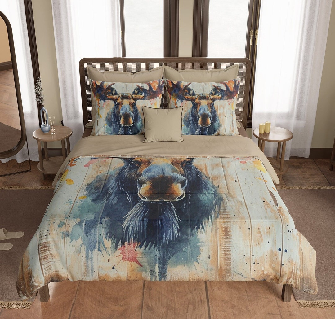 Moose Comforter King Queen Twin XL Twin Comforter Rustic Cabin Core ...