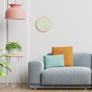 Sage Green Wall Clock Minimalist Green Clock for Living Room Wall Decor ...