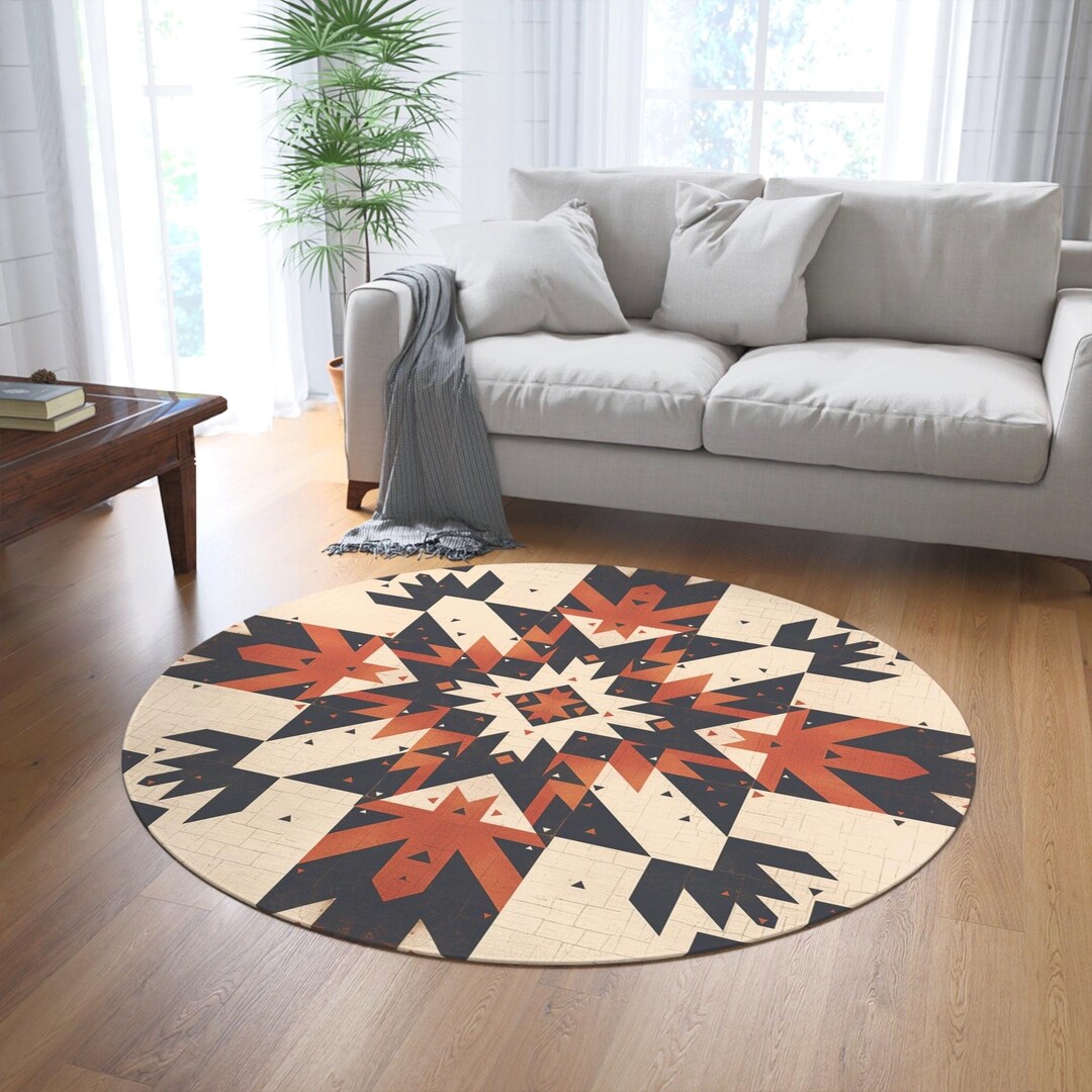 Round Rug Modern South Western Design Area Rug Navajo Design Rug Modern ...