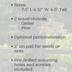 Handmade Wood Squirrel Picnic Table Squirrel Feeder Picnic Table Animal ...