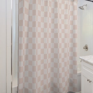 Muted Pink Checker Pattern Shower Curtains Midcentury Modern Gift for ...