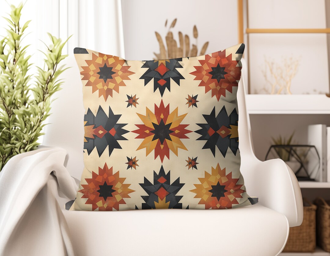 Modern Southwestern Throw Pillow Geometric Brown Orange Navajo Pillow ...