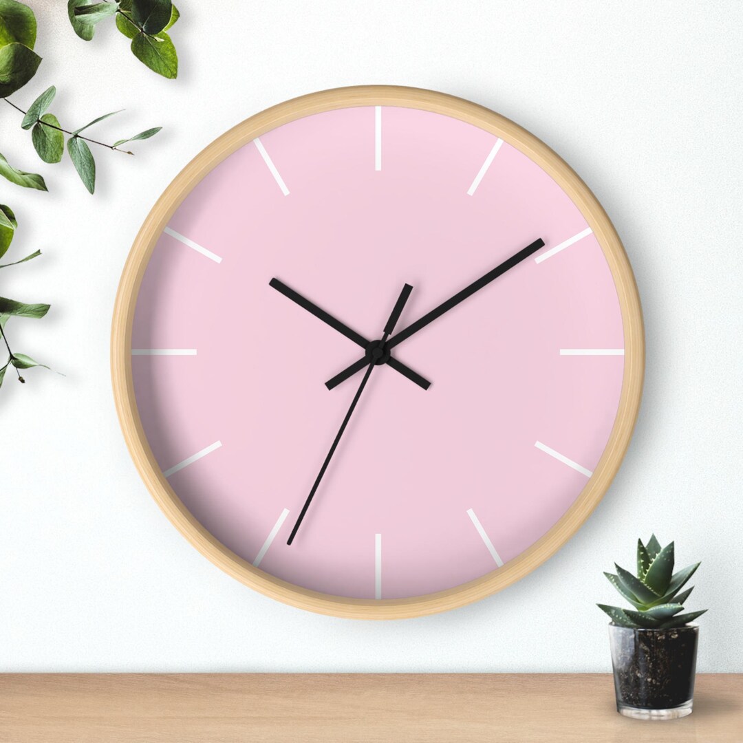 Pink Wall Clock Minimalist Pink Clock for Living Room Wall Decor Pink ...