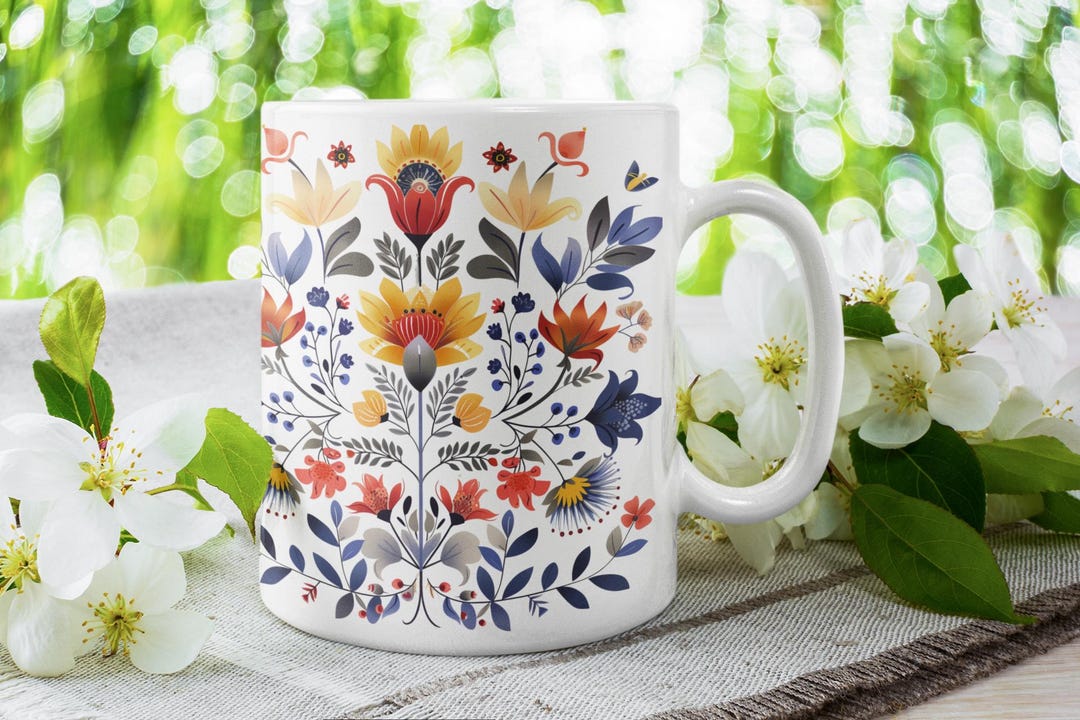 Scandinavian Floral Coffee Mugs 11oz\15oz\20oz Cozy Hygge Living Coffee ...