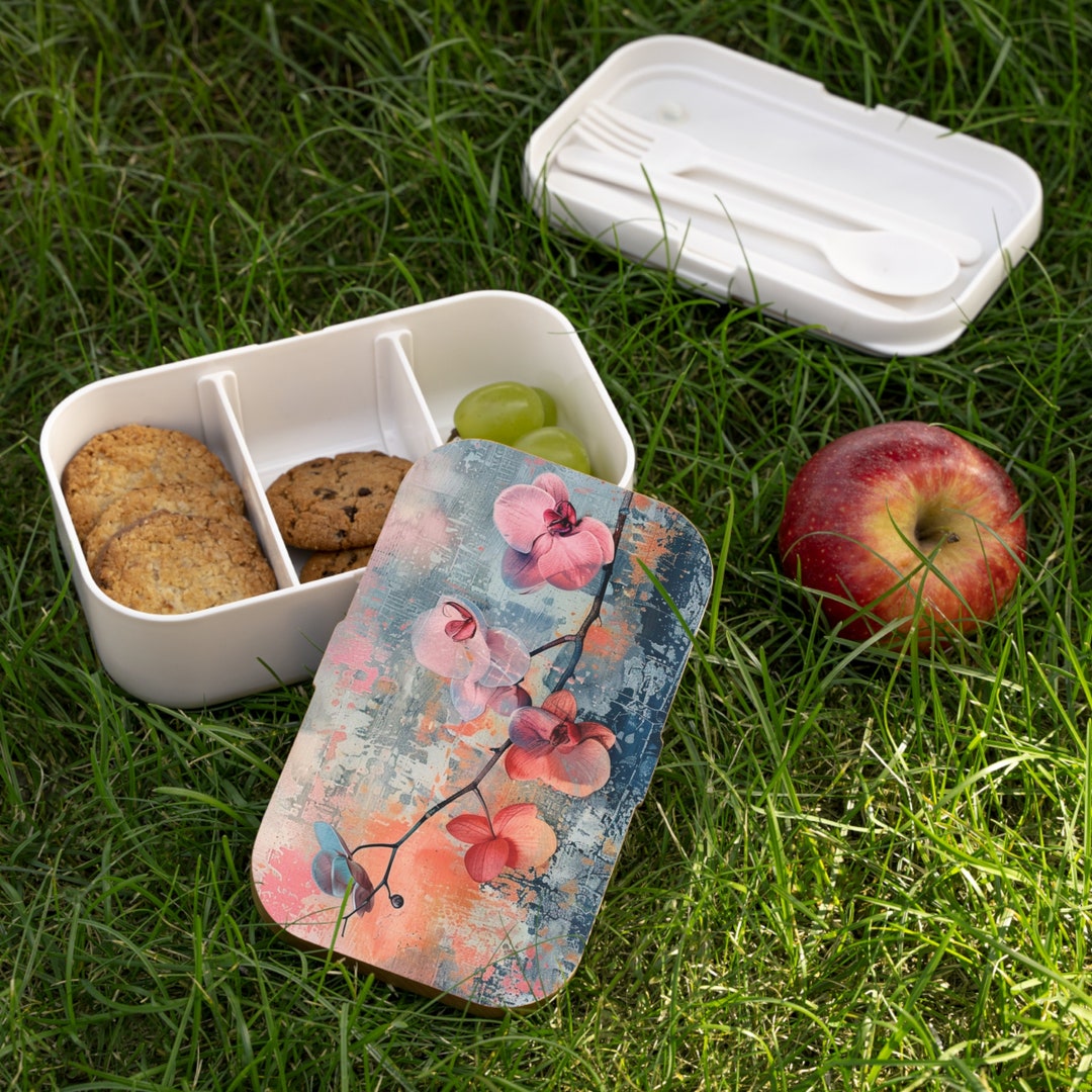 Bento Lunch Box Japandi Art Orchid Design Lunch Box Wood Eco Reusable ...