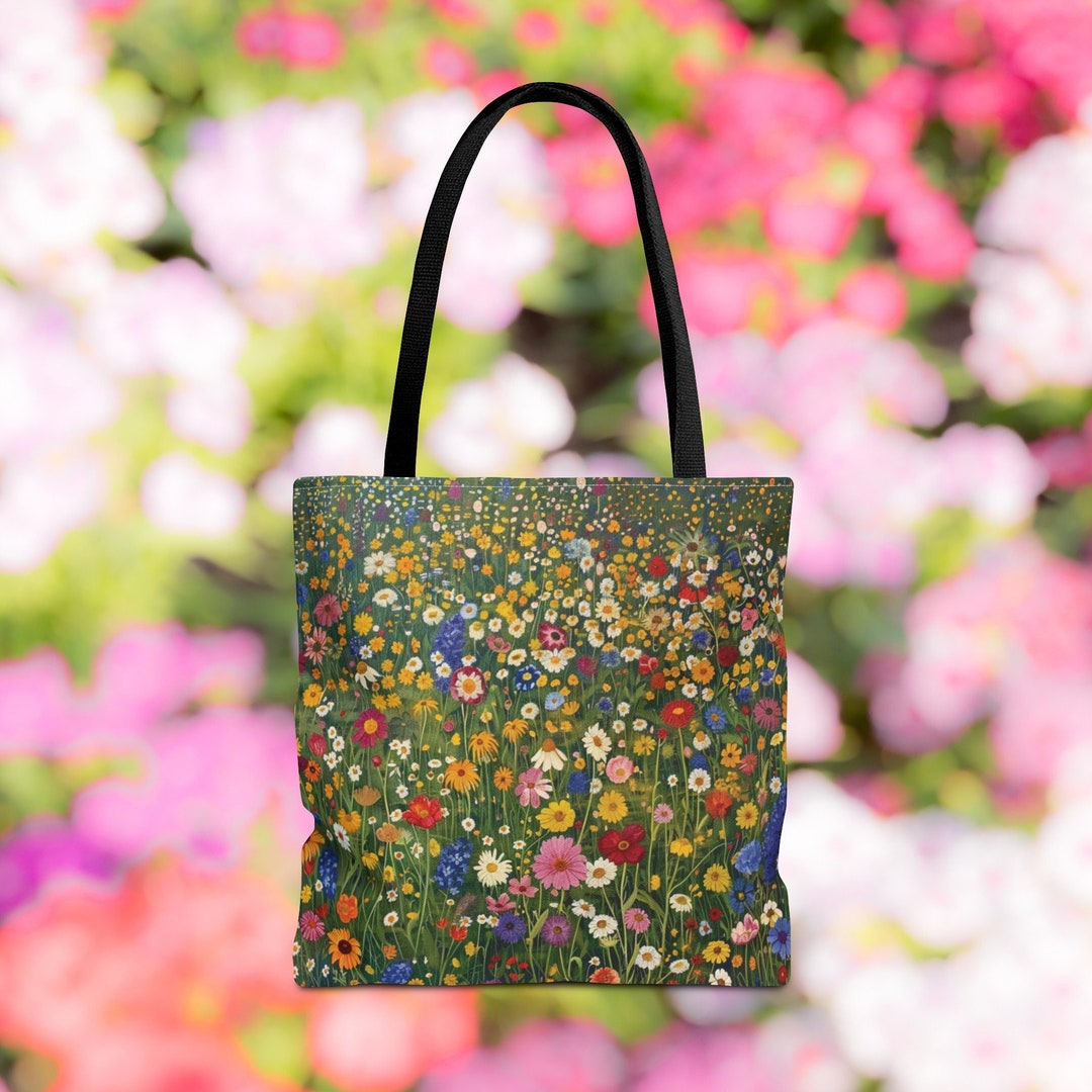 Wild Flower Tote Bag Vibrant Flower Tote Spring Summer Bright Bag ...