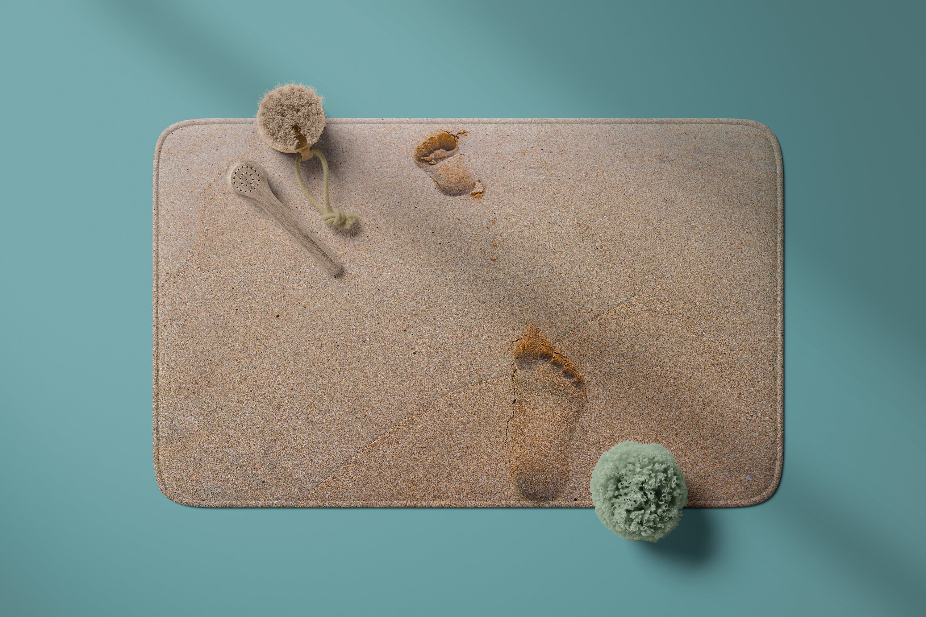 Footprints in the Sand Bath Mat Beach Walking Foot Prints Bath Prints ...