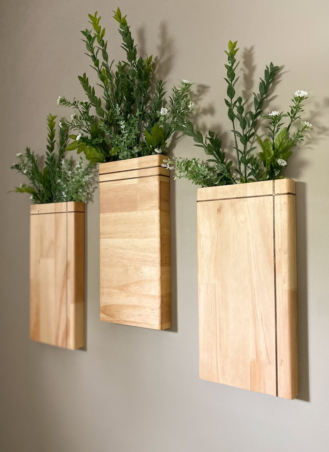 Wood Wall Pocket Midcentury Modern Walnut Cross Inlay Wood Home Decor ...