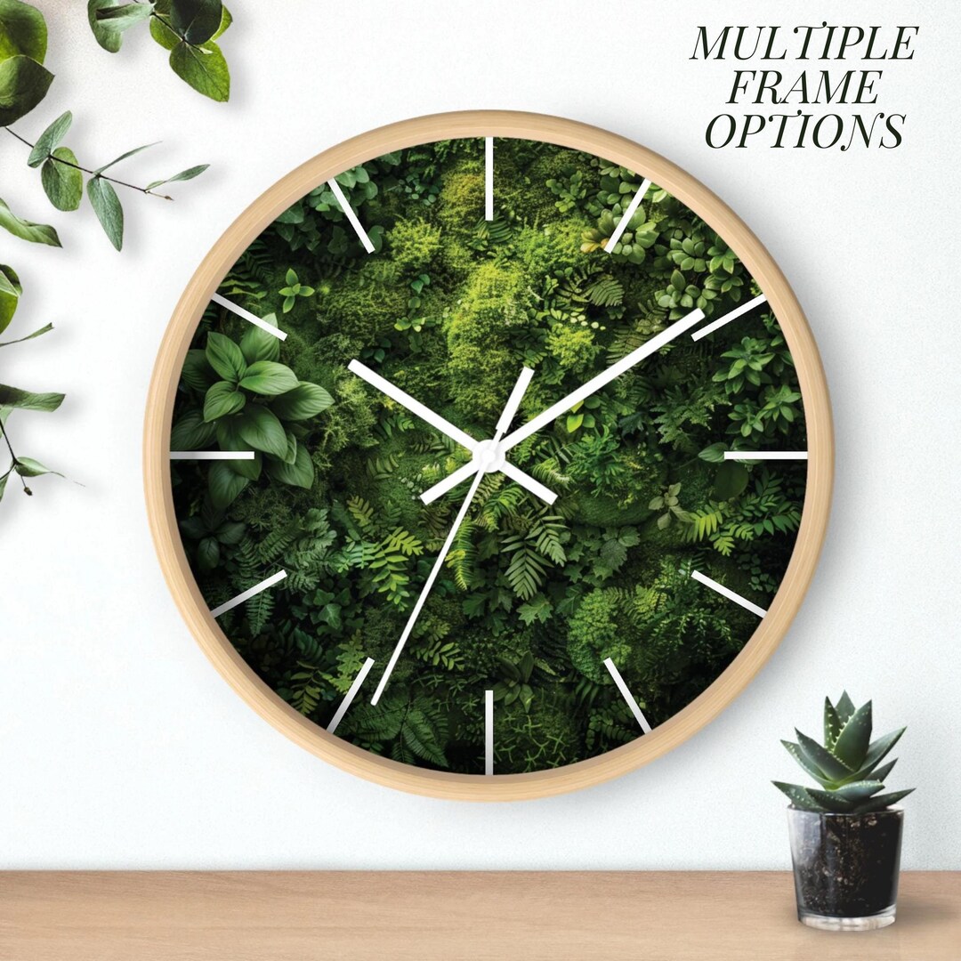 Forest Moss Wall Clock Temperate Forest Moss and Plants Clock for ...