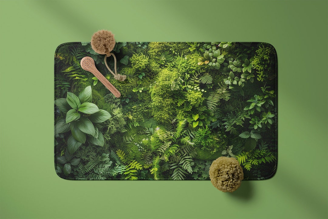 Forest Moss Bath Mat Temperate Forest Moss and Plants Bath Mat Nature ...
