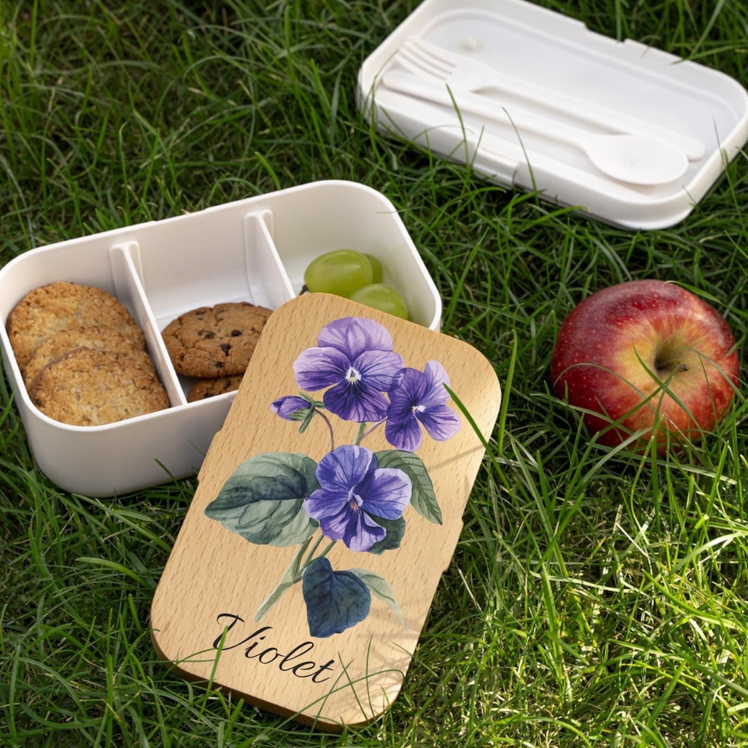 Personalized Birth Flower Bento Lunch Box Reusable Lunch Box Personal ...
