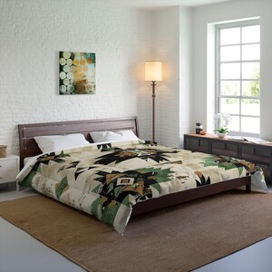 Geometric Jade Beige Comforter Modern Southwestern Navajo Blanket Jade ...