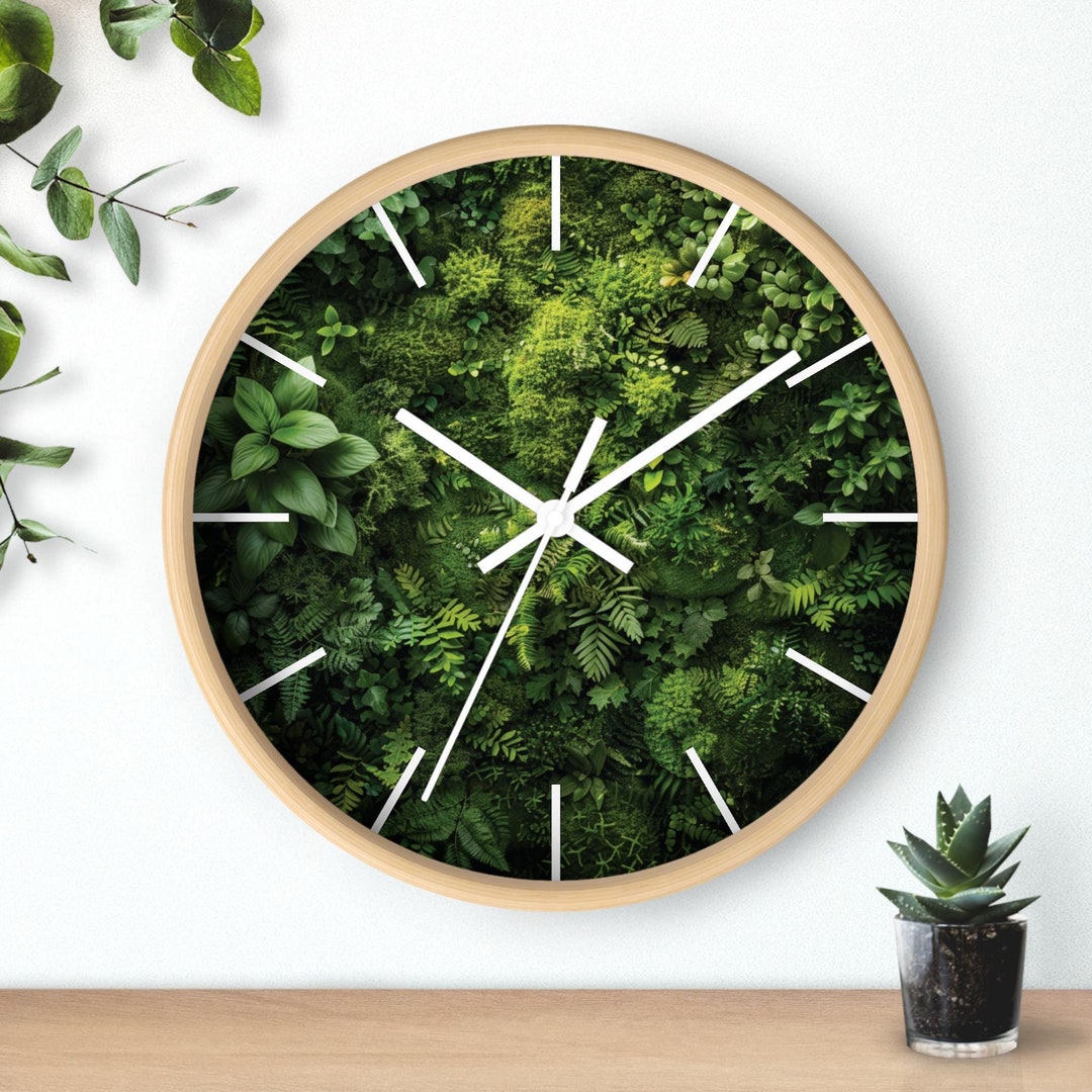 Forest Moss Wall Clock Temperate Forest Moss and Plants Clock for ...