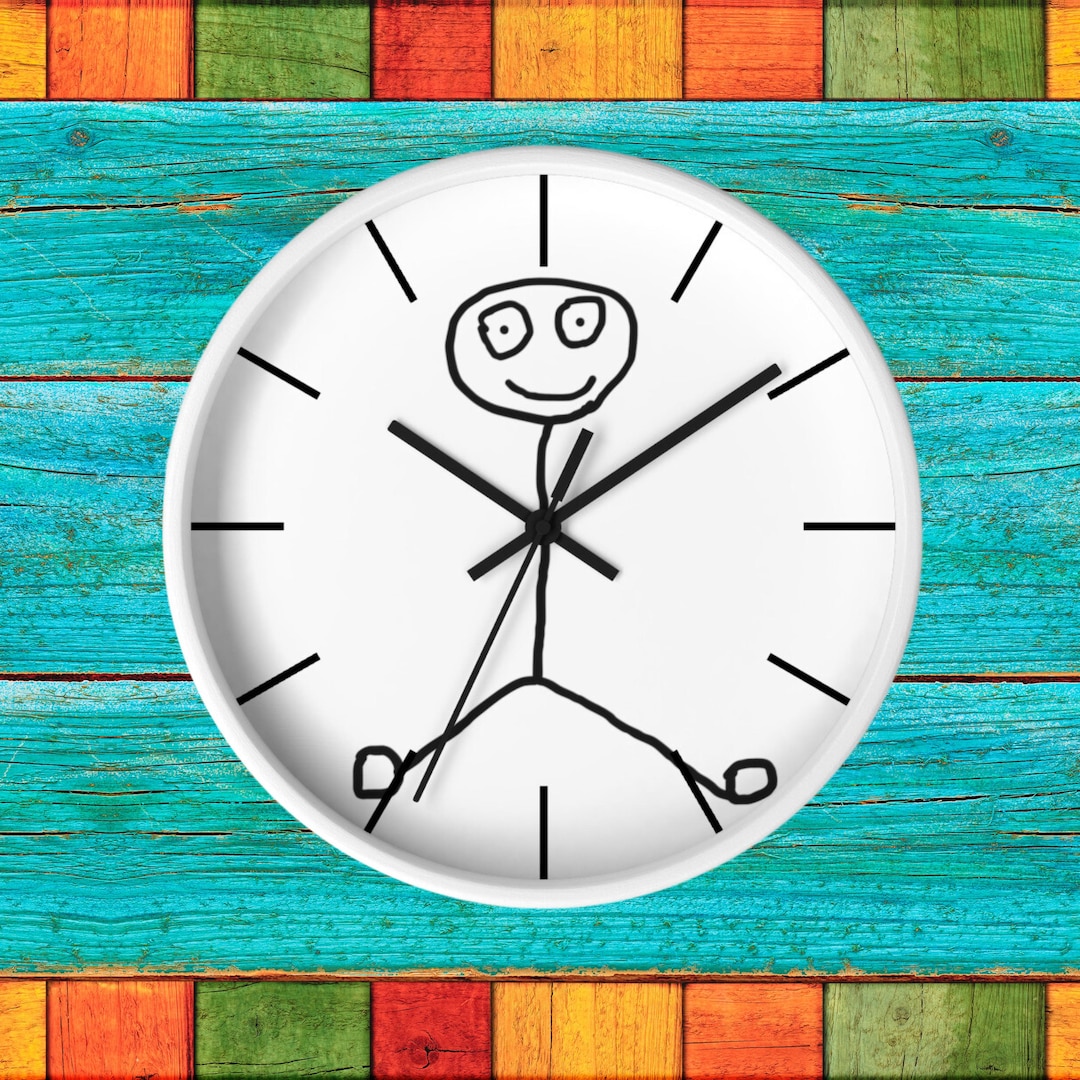 Happy Stickman Wall Clock Stick Man Wall Decor Clock Stick Figure Wall ...