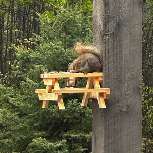 Handmade Wood Squirrel Picnic Table Squirrel Feeder Picnic Table Animal ...
