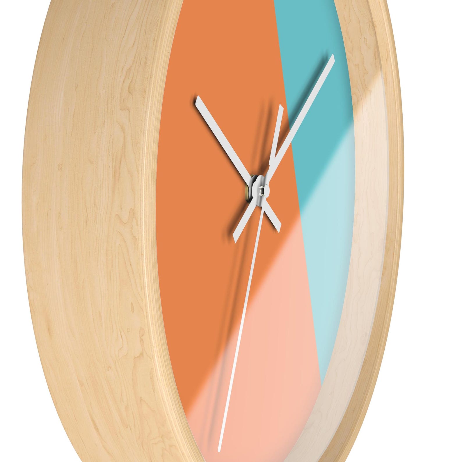 Orange Turquoise Dual Color Wall Clock Minimalist Retro Clock for ...