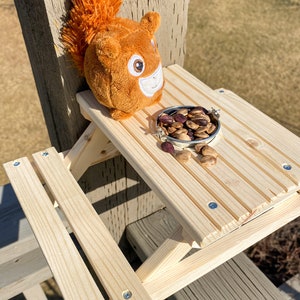 Handmade Wood Squirrel Picnic Table Squirrel Feeder Picnic Table Animal ...