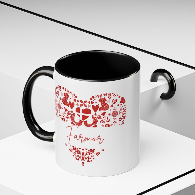 Farmor Heart Coffee Mugs Grandma Coffee Cup Love Heart Colorful Accent ...