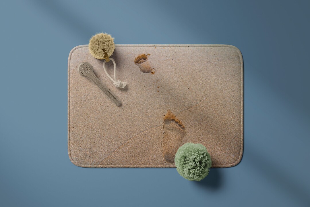 Footprints in the Sand Bath Mat Beach Walking Foot Prints Bath Prints ...