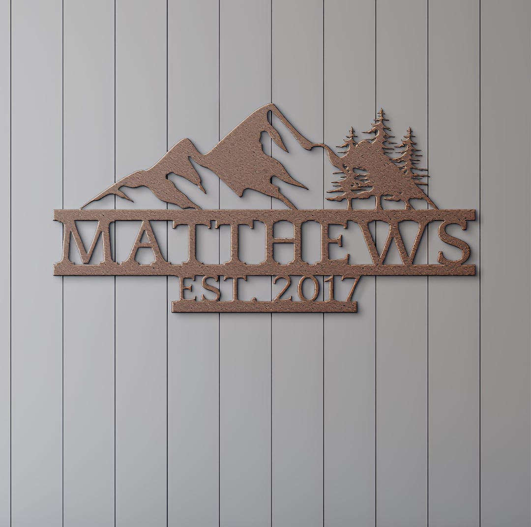 Mountain Custom Metal Signs Personalized Monogram Wall Decor Metal Wall ...