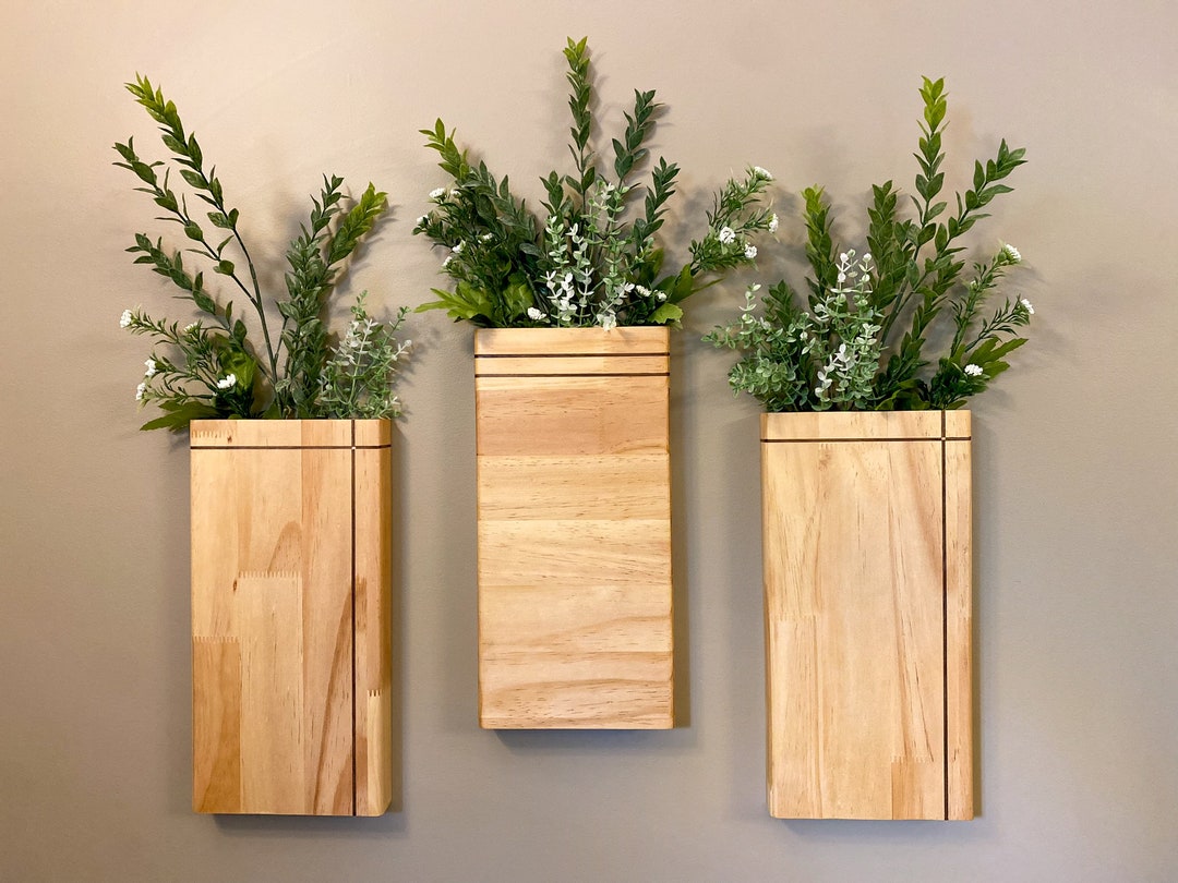 Wood Wall Pocket Midcentury Modern Walnut Cross Inlay Wood Home Decor ...