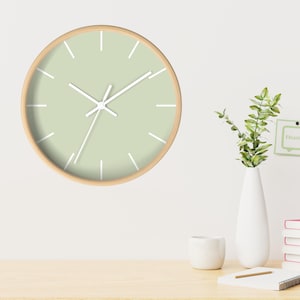 Sage Green Wall Clock Minimalist Green Clock for Living Room Wall Decor ...
