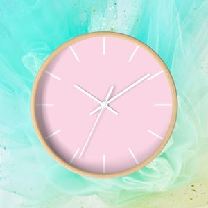 Pink Wall Clock Minimalist Pink Clock for Living Room Wall Decor Pink ...