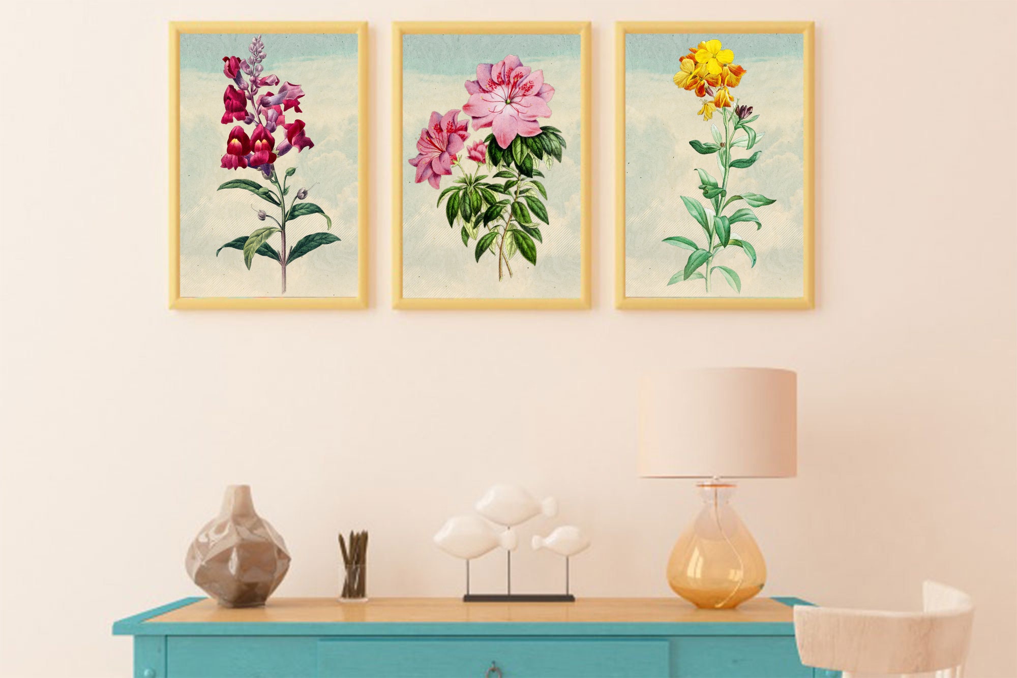 Colorful Flowers Wall Art Set of 3, Floral Print, Flower Decor, Art for ...