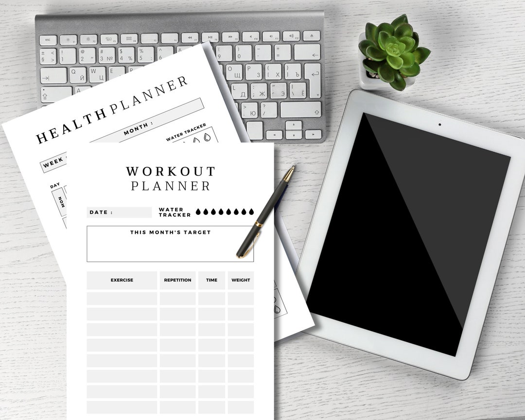 Fitness Planner Set - Plan Your Workouts, Meals, Vitamin Intake, Water ...
