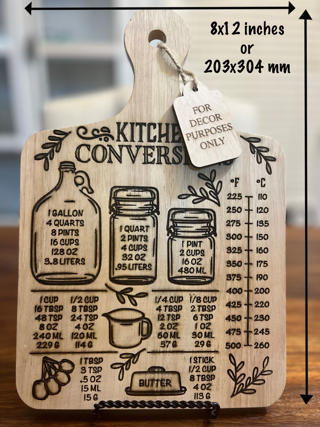 2 Sided Kitchen Conversions Chart With Buckeye Cookie Recipe Cutting ...