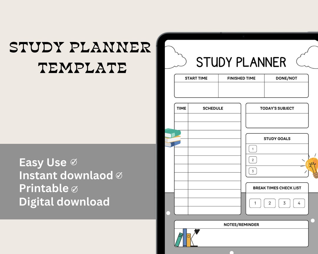 Study Planner Printable, Print at Home Study Plan, Student Planning ...