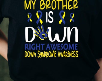 Down Syndrome Awareness Svg Png, Proud Brother Svg, Blue Yellow Ribbon ...