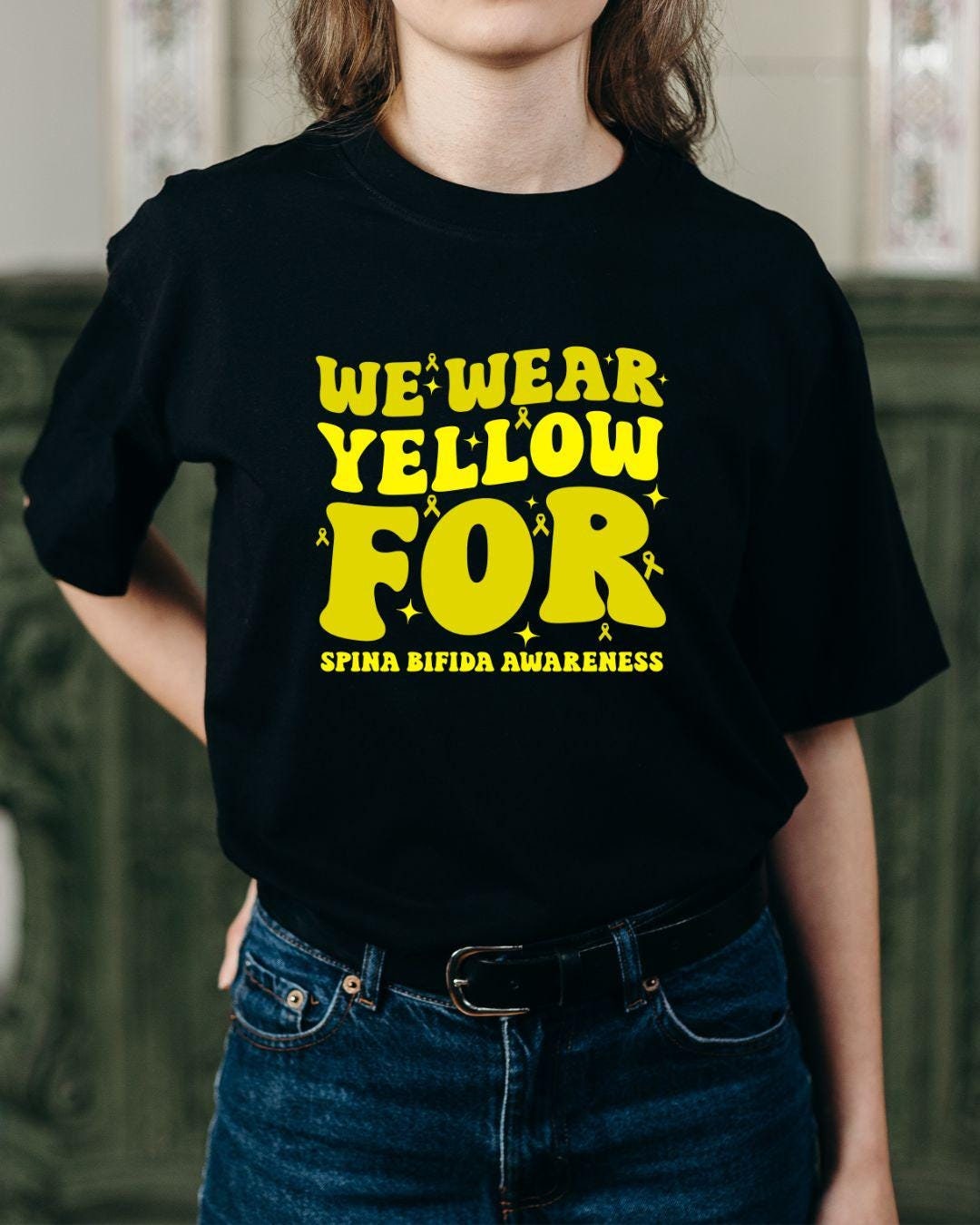 We Wear Yellow for Spina Bifida Awareness Rainbow Svg, Spina Bifida ...