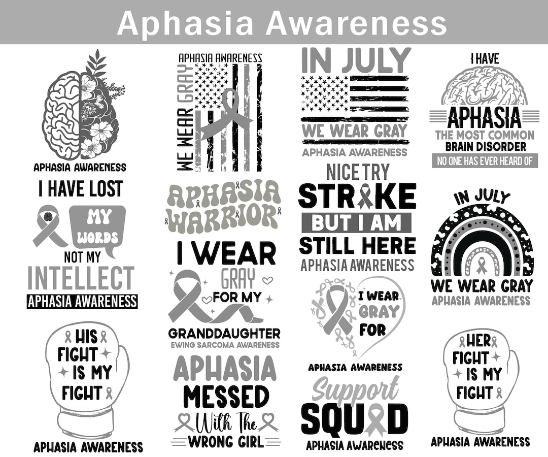 Aphasia Awareness Svg Png Bundle Gray Ribbon Svg, Aphasia Warrior ...