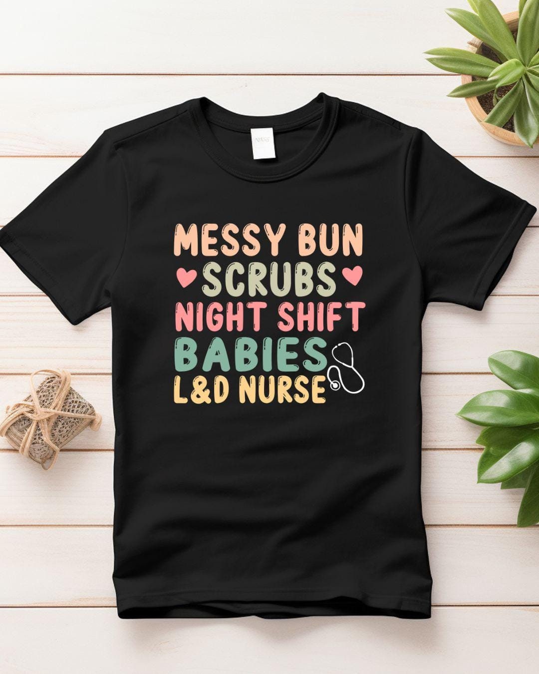 Labor and Delivery Nurse Svg Png, Messy Bun Scrubs Night Shift Babies L ...