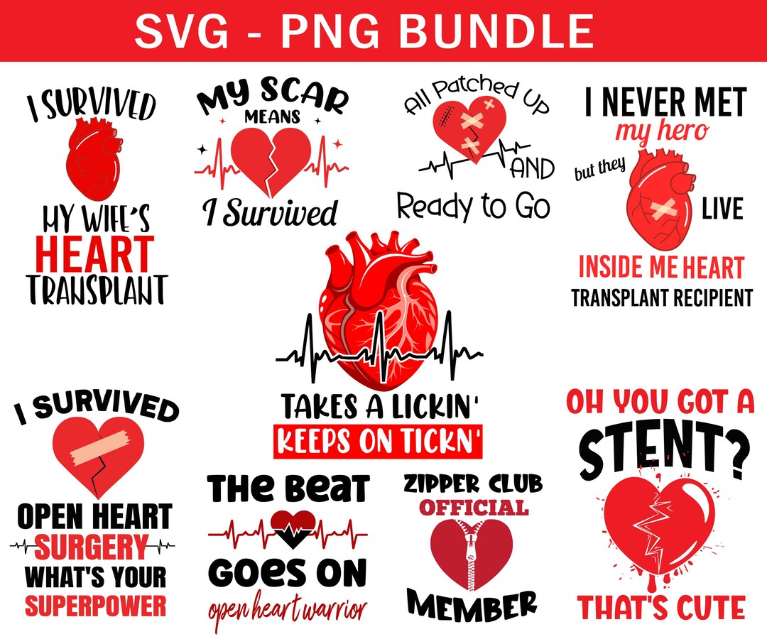 Open Heart Surgery SVG PNG Bundle, Heart Health Awareness Svg Png ...