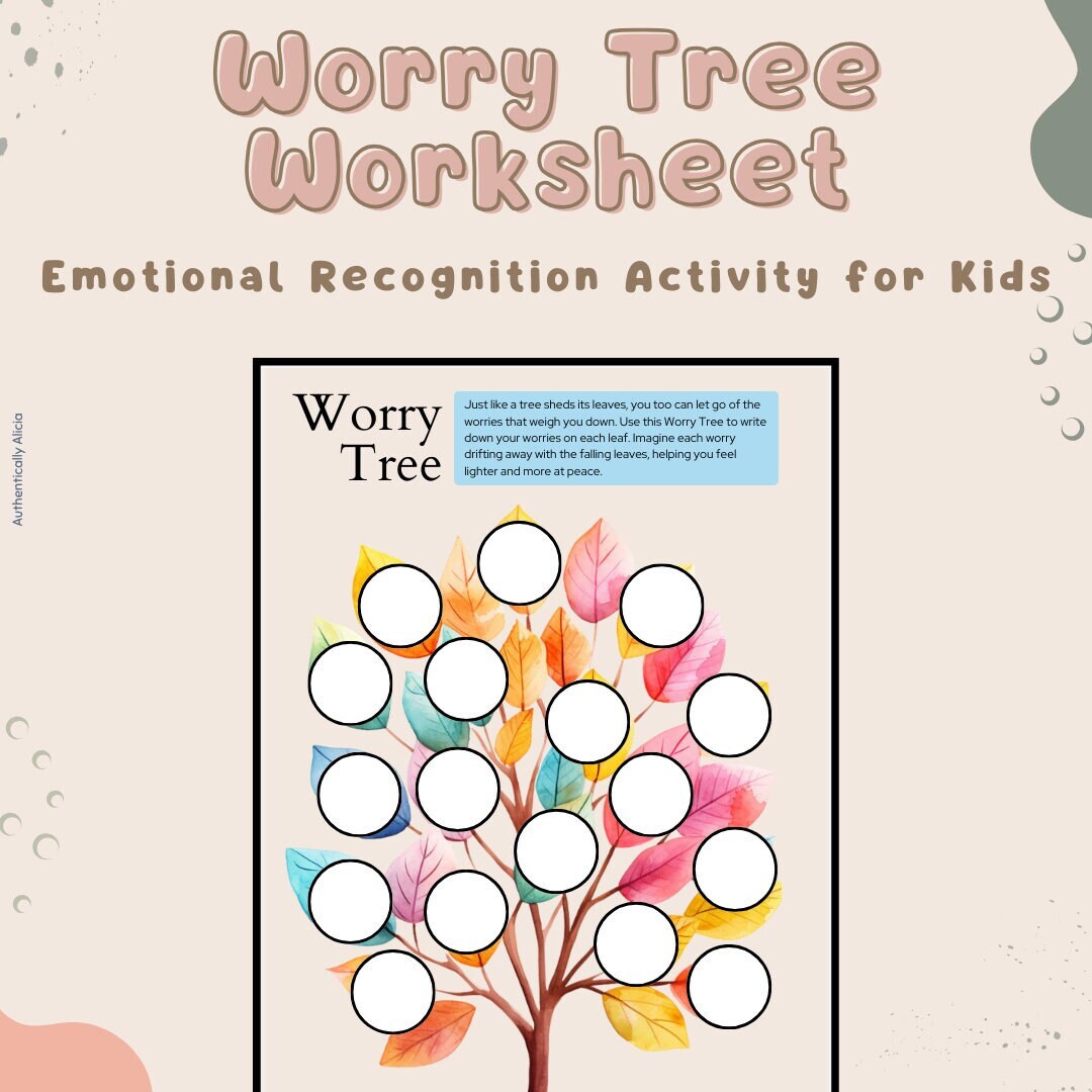 Worry Tree Worksheet Kids Childrens Emotional Regulation Communication ...
