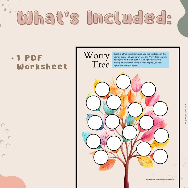Worry Tree Worksheet Kids Childrens Emotional Regulation Communication ...