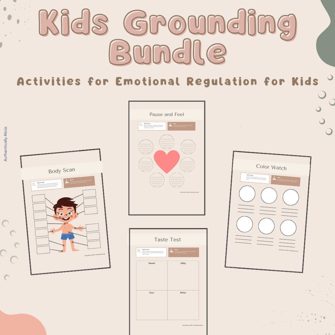 Kids Grounding Bundle Worksheets Coping Skills for Kids Therapy ...