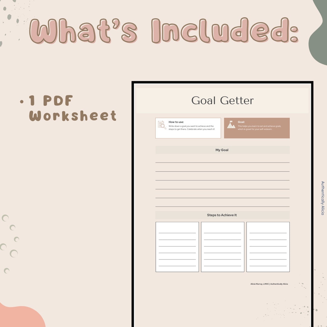 Goal Getter Worksheet Goal Building School Therapy School Counselor ...