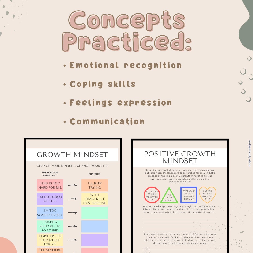 Positive Growth Mindset Worksheet Thought Challenging Activity School ...