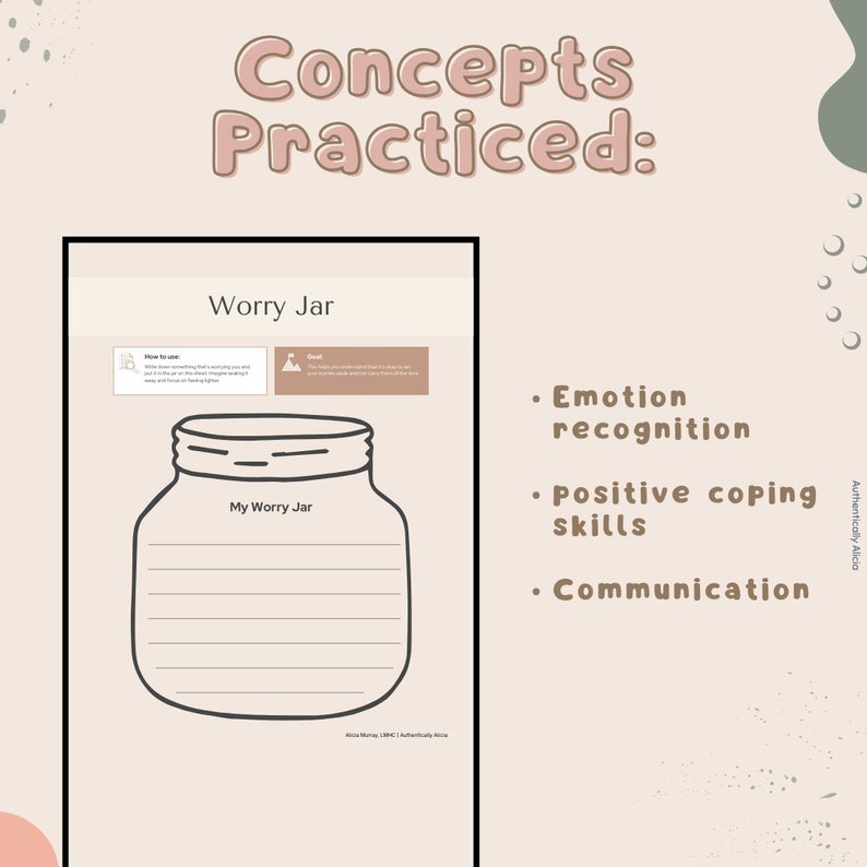 The Worry Jar Worksheet Coping Skills for Kids Counseling Mental Health ...