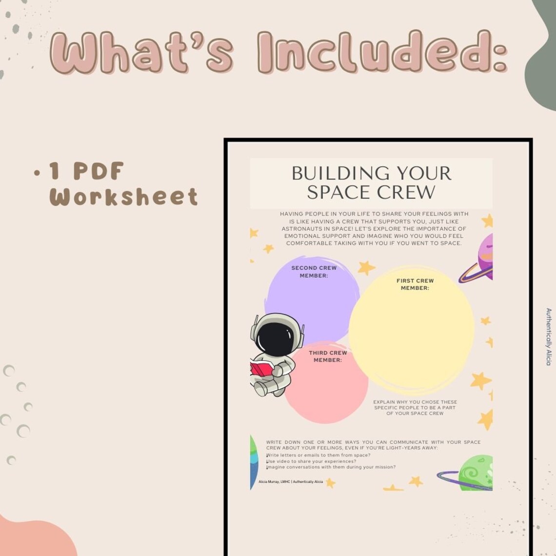 Building Your Space Crew Support System Worksheet School Counseling ...