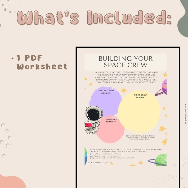Building Your Space Crew Support System Worksheet School Counseling ...