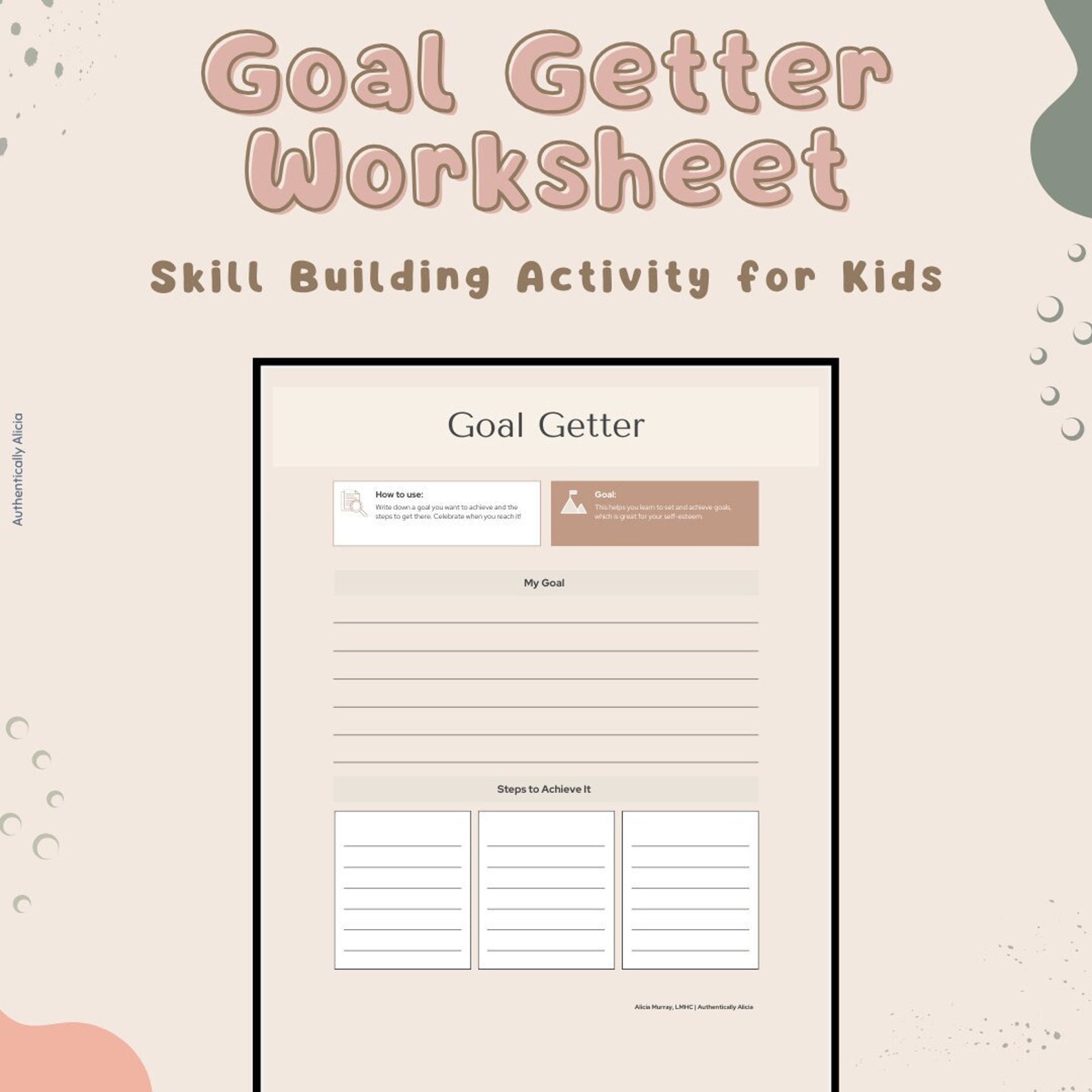 Goal Getter Worksheet Goal Building School Therapy School Counselor ...