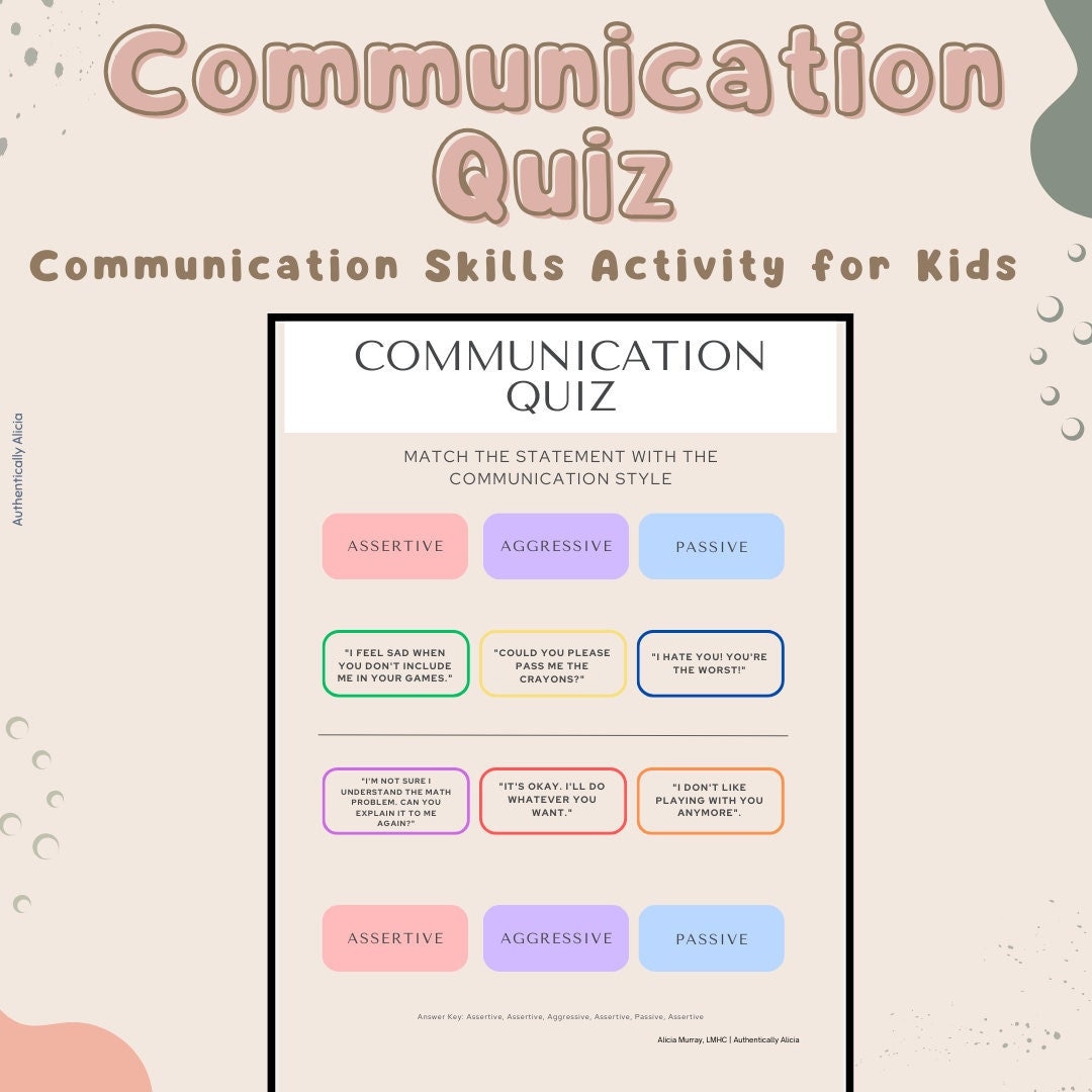 Communication Quiz for Children Communication and Social Skills ...